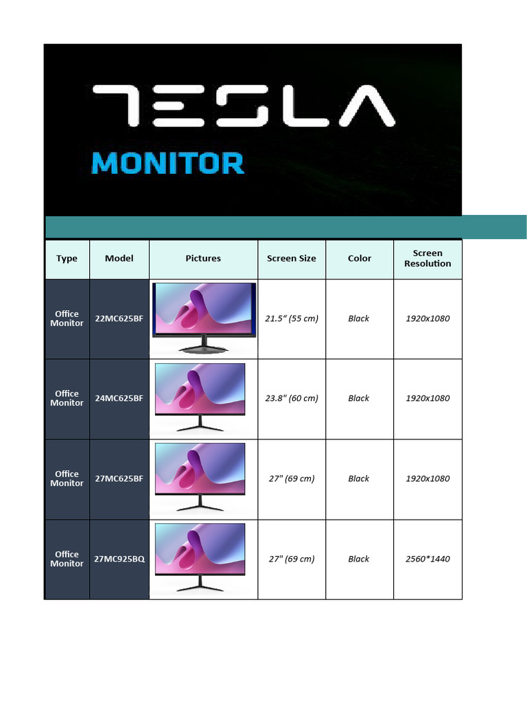 Tesla Monitors Pricelist FOB China USD Latam 2 | PDF | Monitor de ...