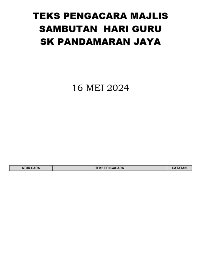 TEKS EMCEE HARI GURU 2024 | PDF TEKS EMCEE HARI GURU 2024 | PDF