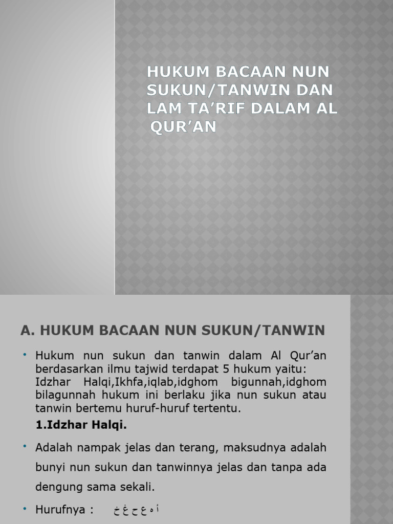 Hukum Bacaan Nun Sukun | PDF | Seni & Disiplin Bahasa | Agama & Spiritualitas