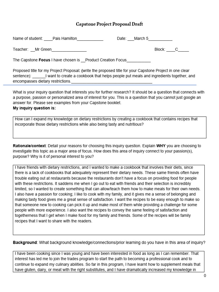 Edited - Capstone Project Proposal Draft Stud | PDF | Cookbooks | Recipe