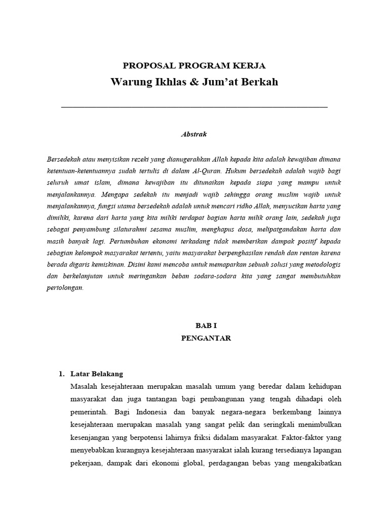 Proposal Warung Iklas Dan Jum'at Berkah | PDF
