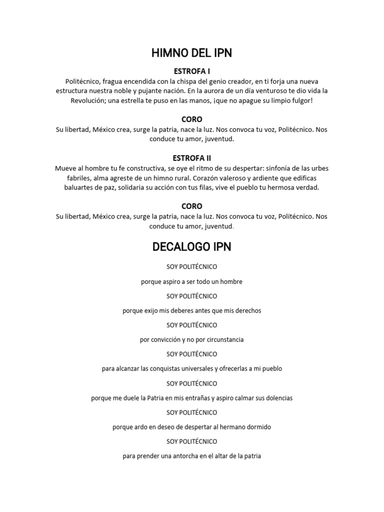 Himno Del Ipn | PDF