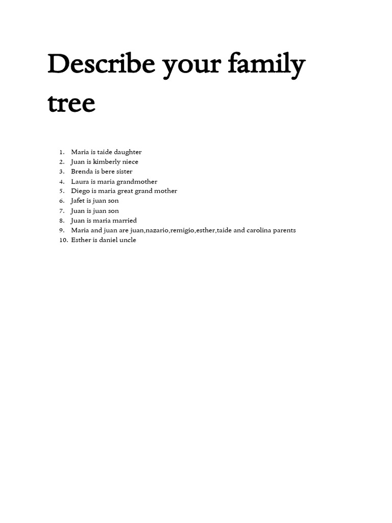 Describe Your Family Tree | PDF