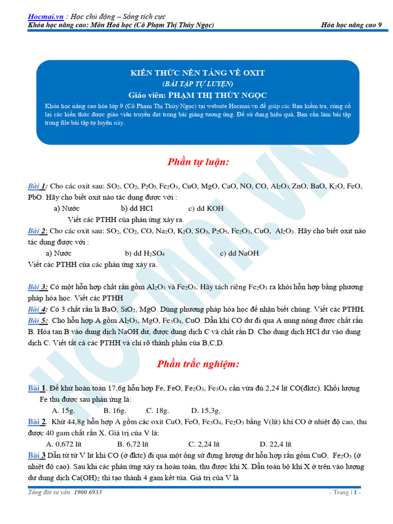 Bai Tap Oxit - Chuan | PDF