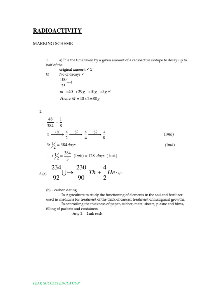 Radioactivity A | PDF