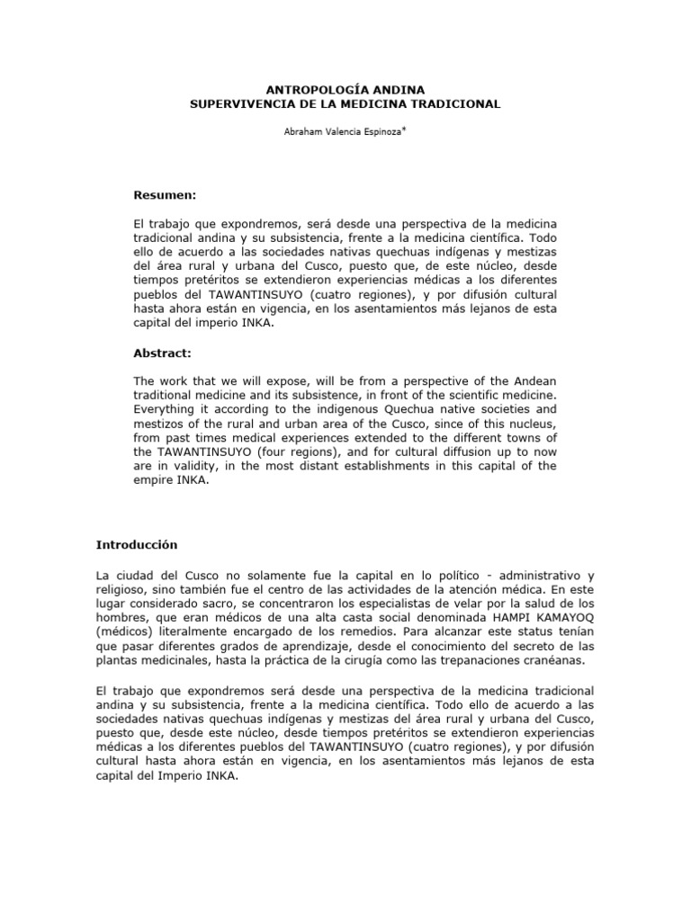 Medicina Tradicional Andina en Cusco | PDF | Alma | Medicina