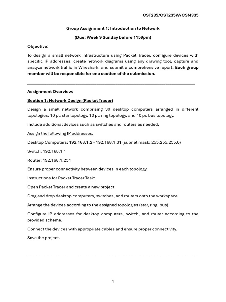 Assignment 1 Cst234csm335 Pdf Ip Address Computer Network 