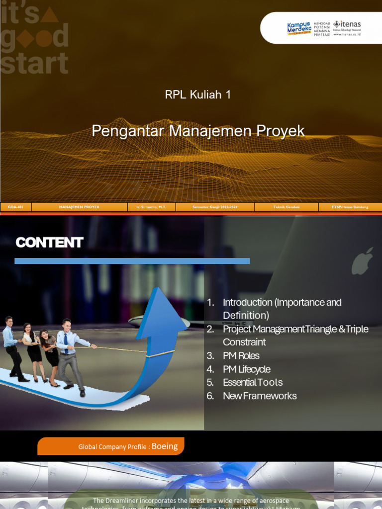RPL GDB 401 Kuliah - 01 Pengantar Manajemen Proyek | PDF | Agile ...