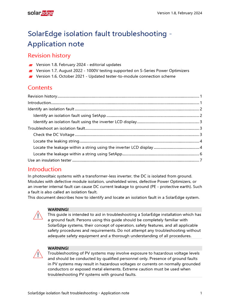 Isolation Fault Troubleshooting | PDF | Power Inverter | Photovoltaic ...