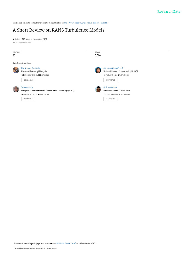 RANS Model | PDF | Fluid Dynamics | Turbulence
