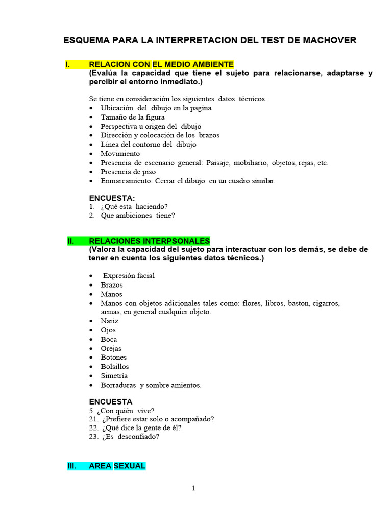 Interpretación del Test de Machover | PDF | Artes del Lenguaje y ...