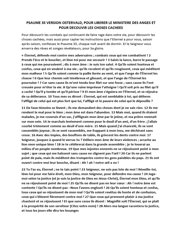 PSAUME 35 Version OSTERVALD | PDF