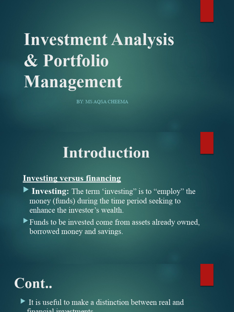 Investment Ananlysis & Portfolio Management - Lecture 1 | PDF | Yield ...