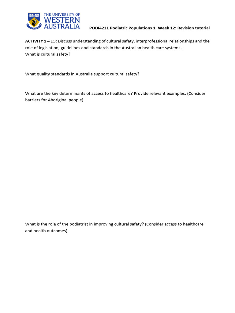 PODI4221 Week 12 - Tutorial | PDF | Health Care | Health Economics