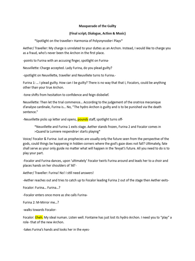 Masquerade of the Guilty Script | PDF | Mystery, Thriller & Crime Fiction