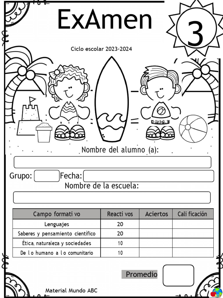 Examen Tercer Grado - Tercer Trimestre | PDF | Libros para adolescentes ...
