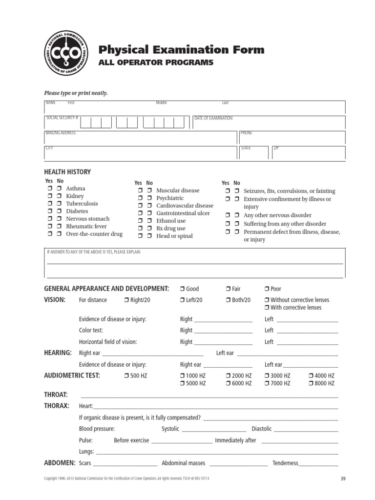 General Physical Exam Form | Download Free PDF | Visual Acuity | Physician