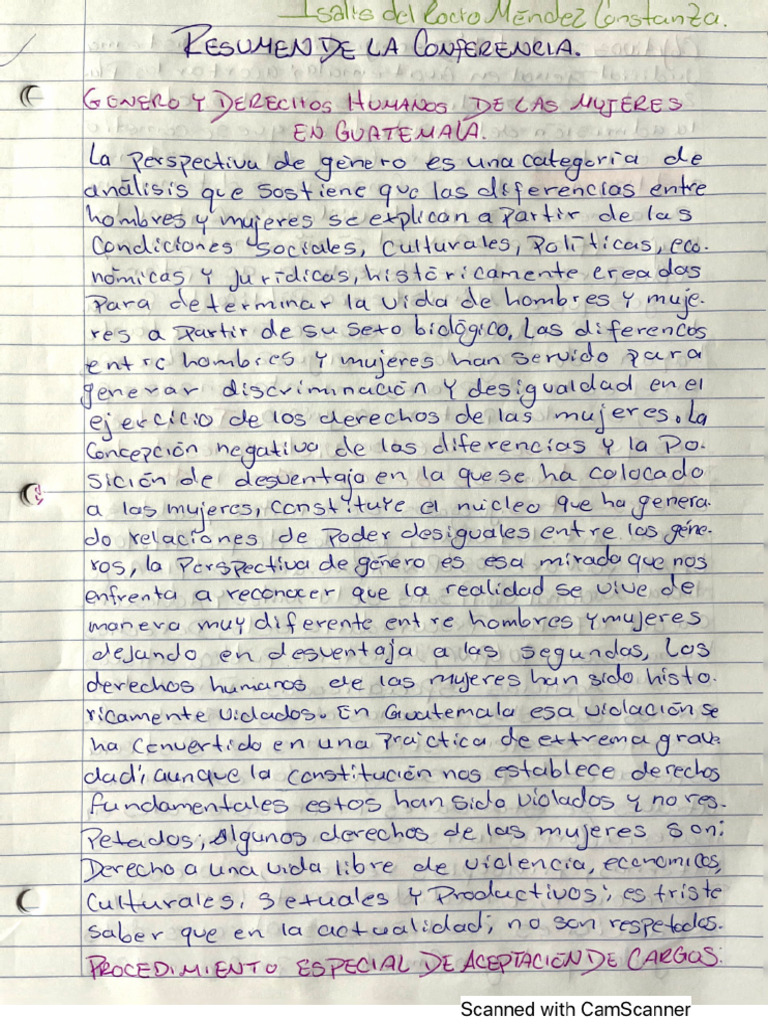 Resumen de La Conferencia. Isalis CamSca | PDF