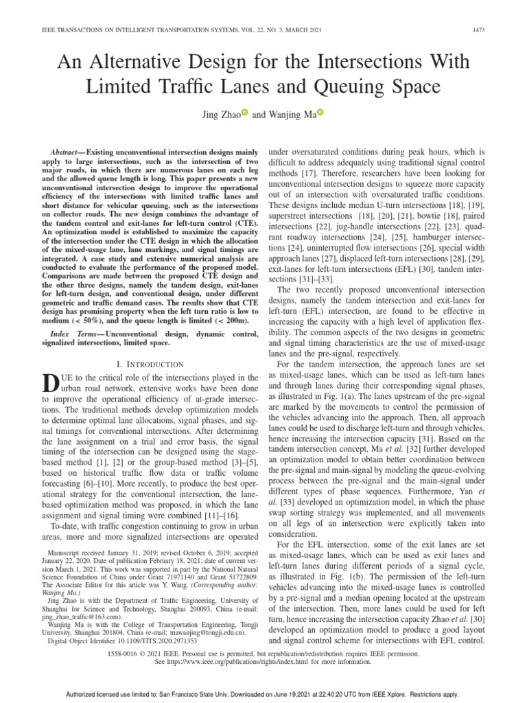 An Alternative Design For The Intersections-Limited Traffic Lanes and Queuing Space | PDF ...