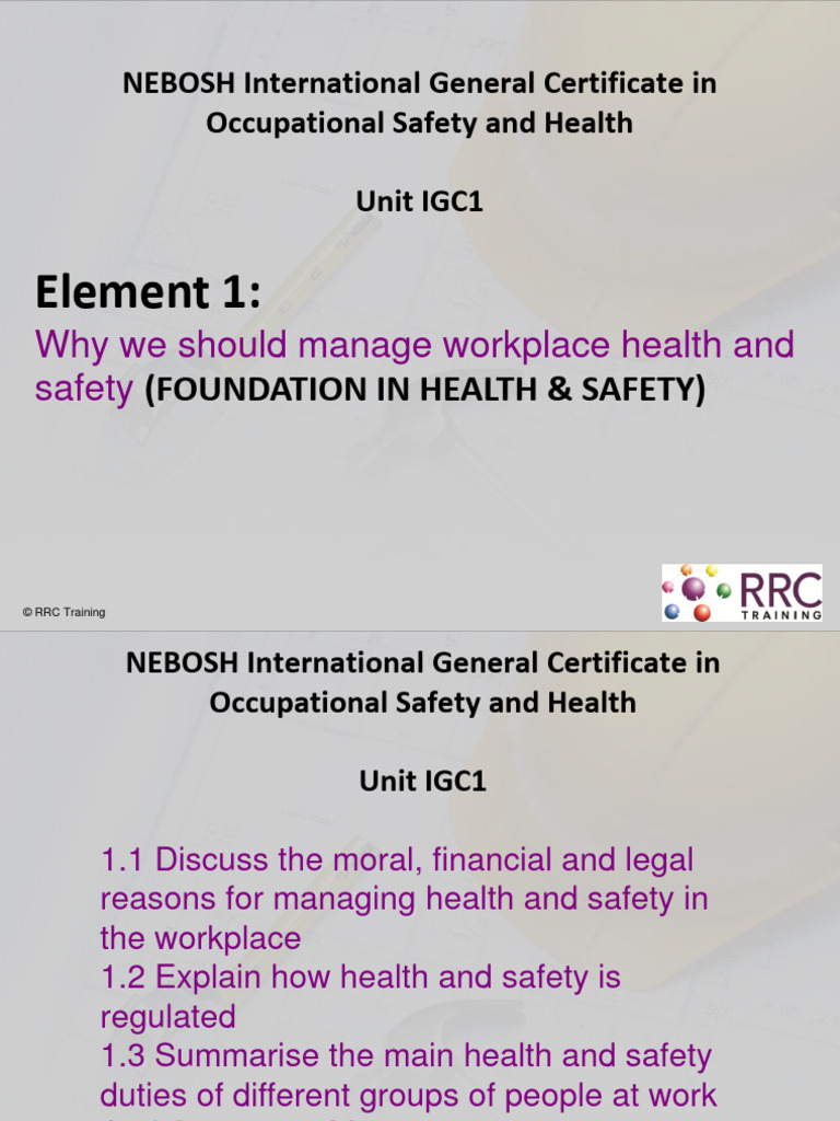 IGC1 Element 1 New Syllabus | PDF | Occupational Safety And Health | Safety