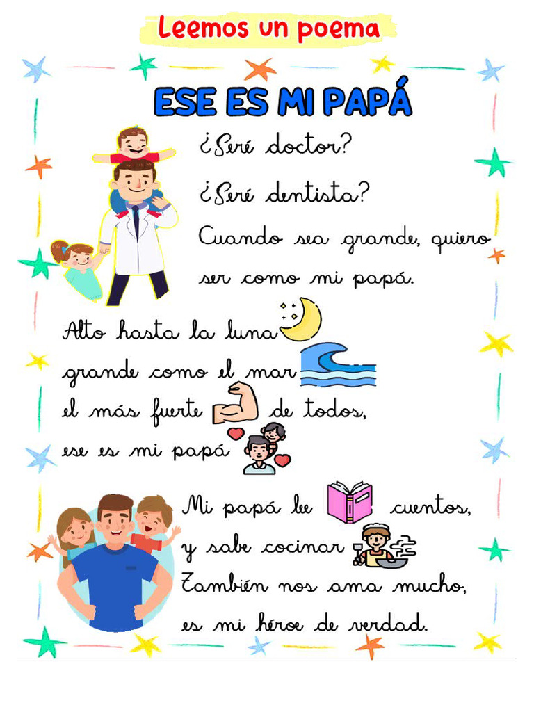FICHA LEEMOS UN POEMA PARA PAPÁ MAESTRA JANET | PDF