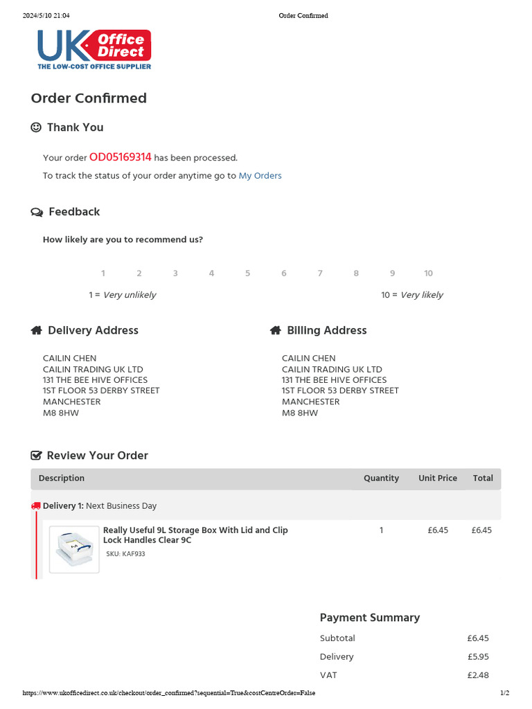 Order Confirmed | PDF