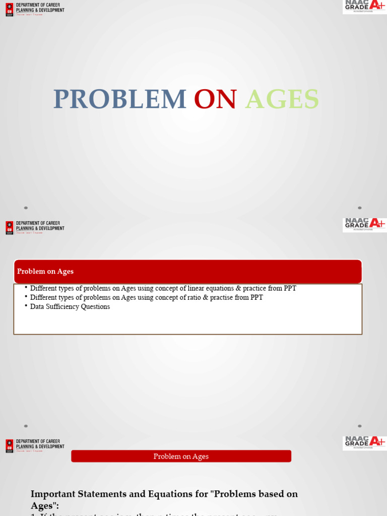Problem On Ages - TDY-302 | PDF | Mathematics | Applied Mathematics