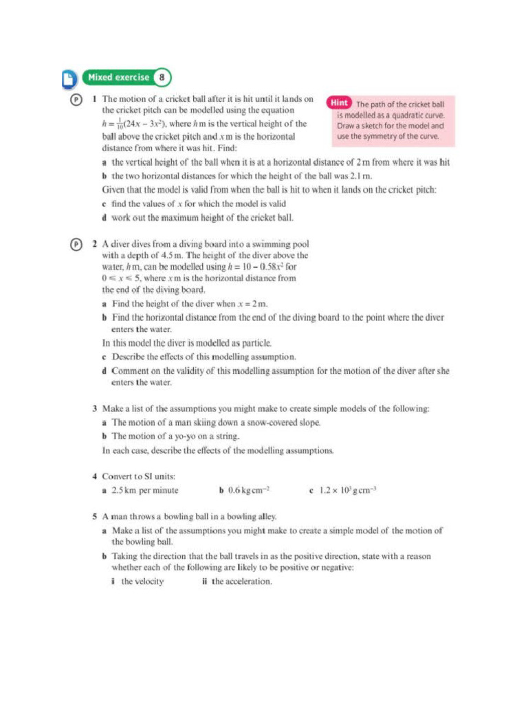 All Mixed Exercises Mechanics 1&2 | PDF