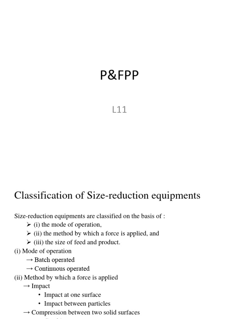Size-Reduction Equipment Classification | PDF | Mill (Grinding) | Tools