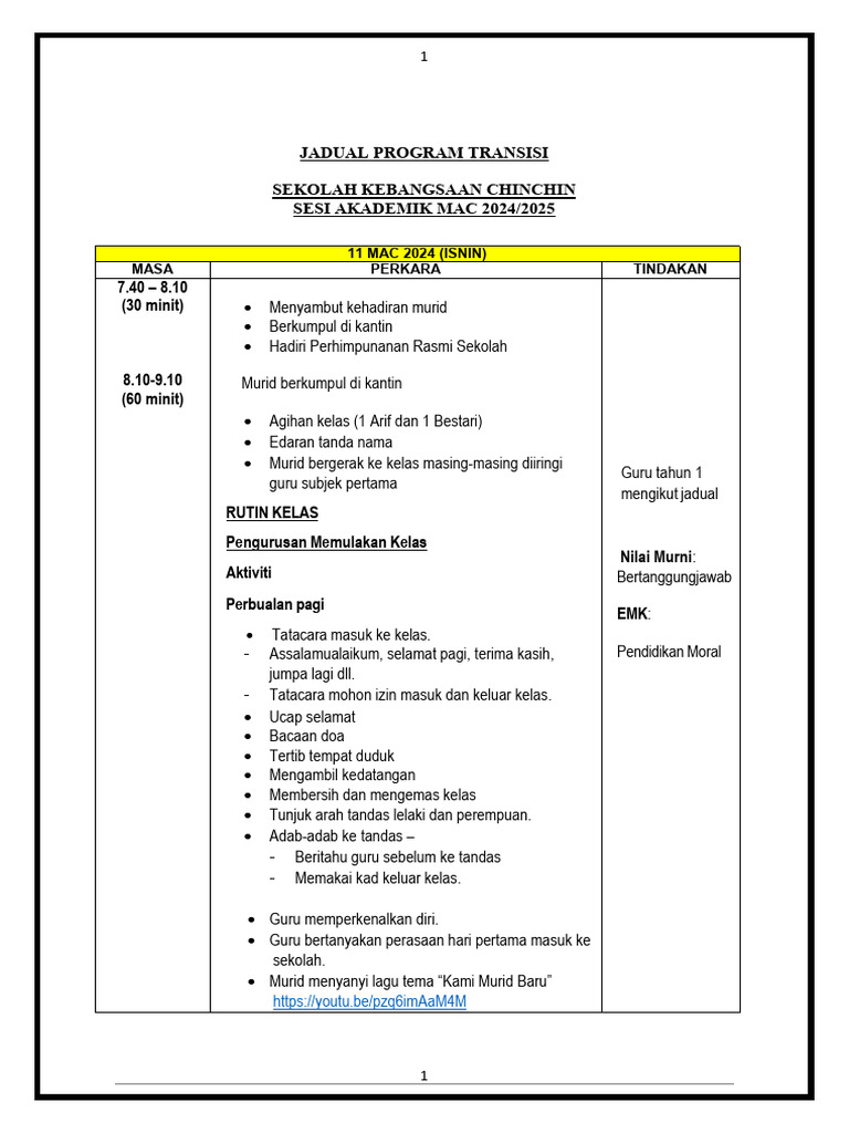 Jadual Program Transisi 2024 | PDF