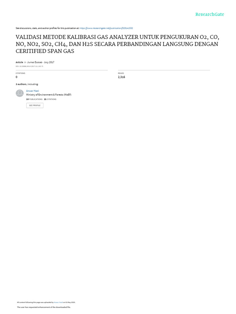 Validasi Kalibrasi Gas Analyzer | PDF | Sains & Matematika | Komputer