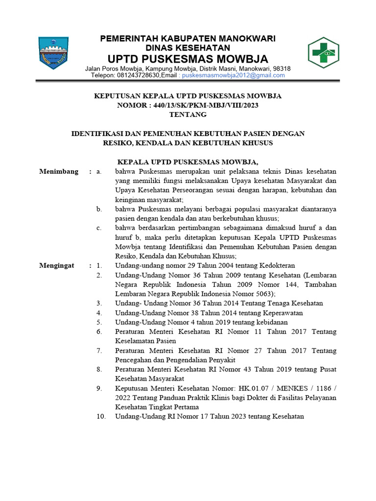 3.1.1.1 SK Identifikasi Dan Pemenuhan Kebutuhan Pasien | PDF