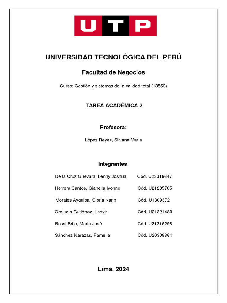 TA2-Gestión y Sistemas de La Calidad Total. | PDF | Calidad (comercial) | Business