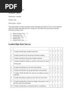 LEADERSHIP STYLE QUESTIONNAIRE (Northouse 2009) - Original | PDF ...