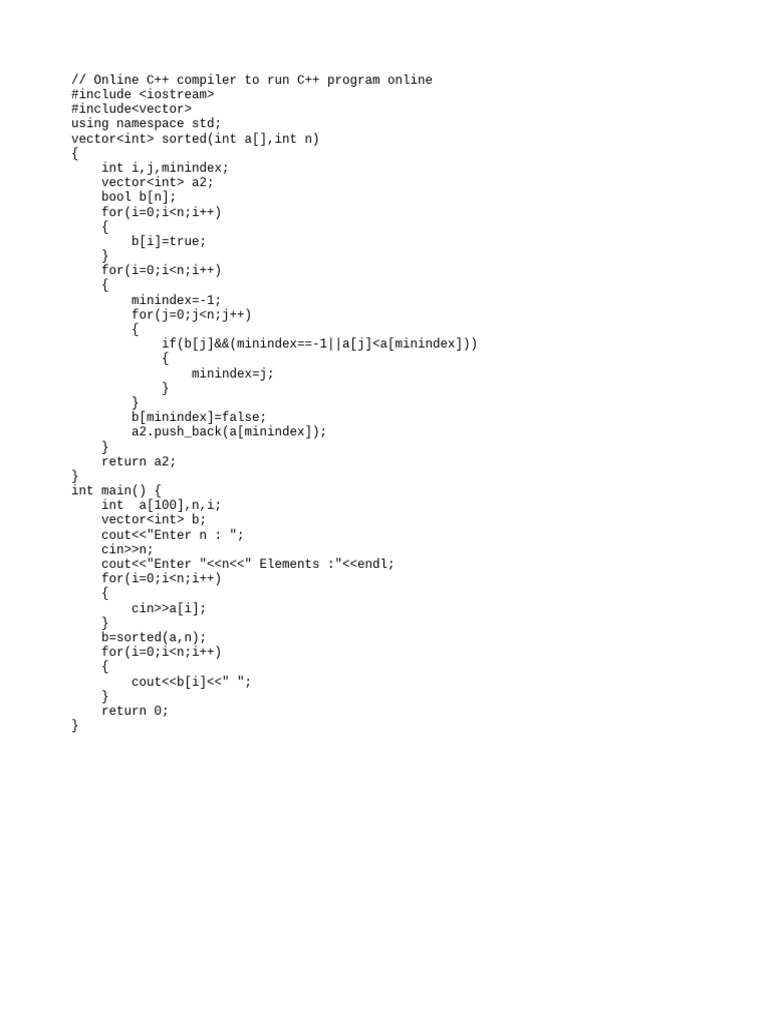 Swap Without Sort Using Vector | PDF