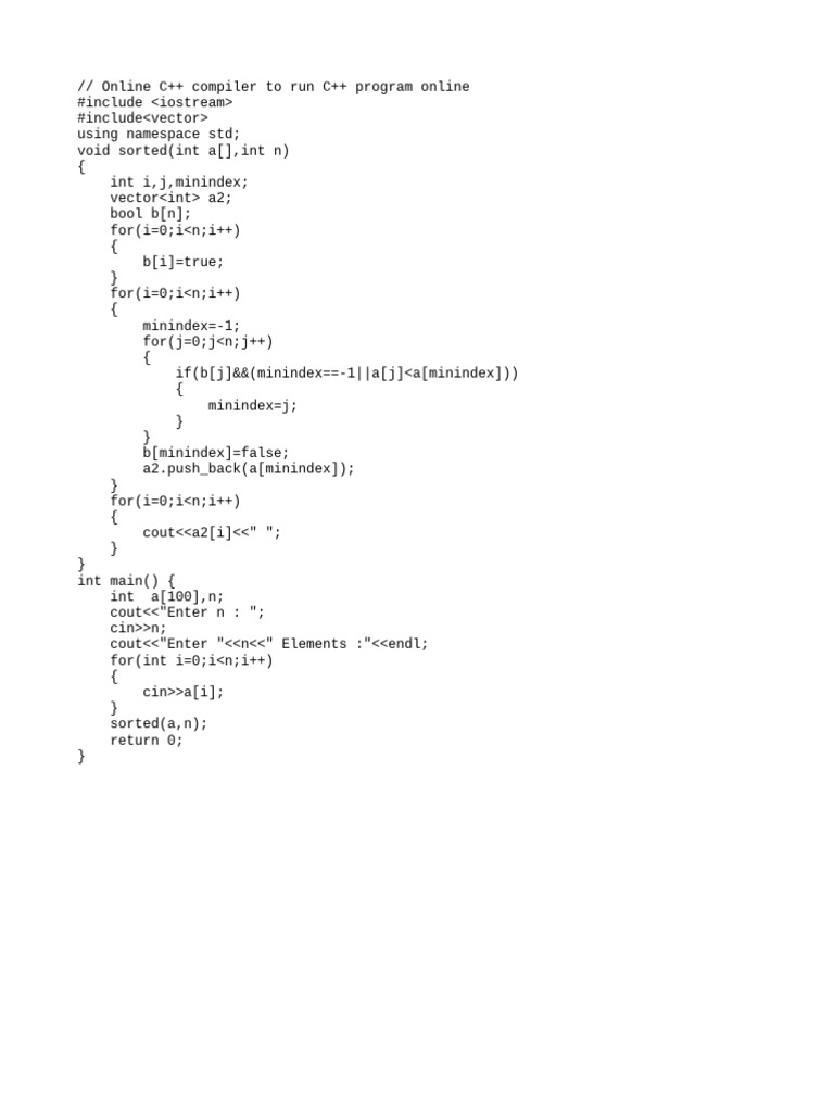 Sort Without Swap | PDF