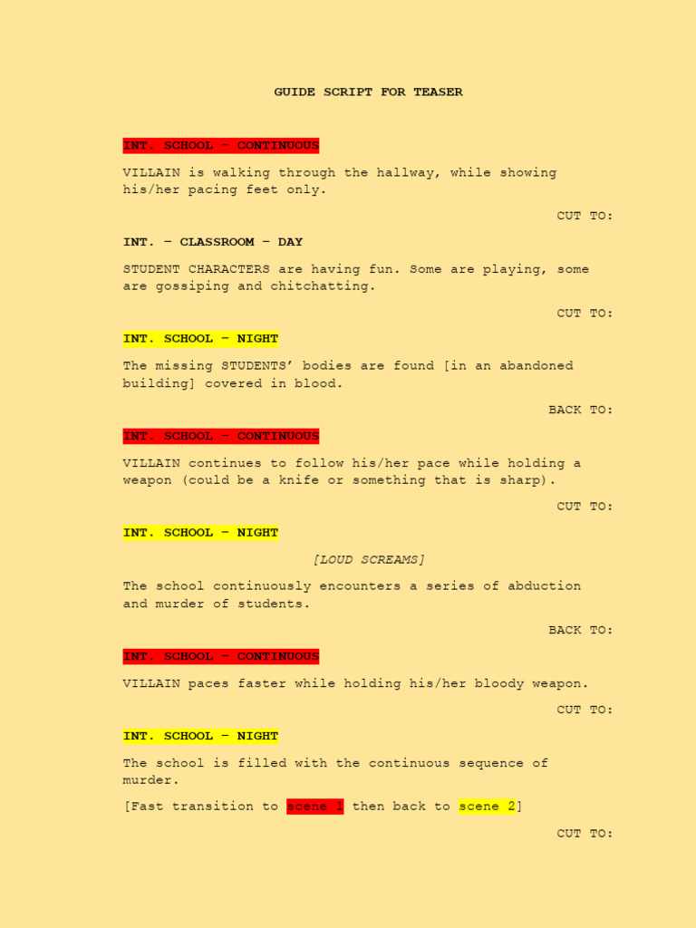 Guide Script For The Teaser | PDF