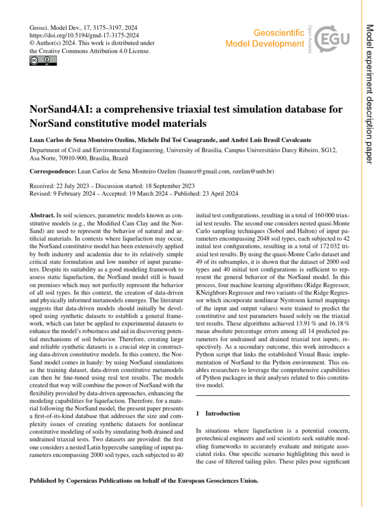 NorSand4AI - A Comprehensive Triaxial Test Simulation Database For NS ...