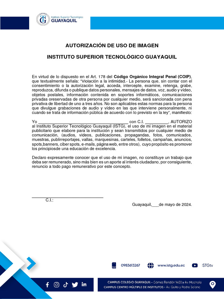 Autorizacion de Imagen | PDF