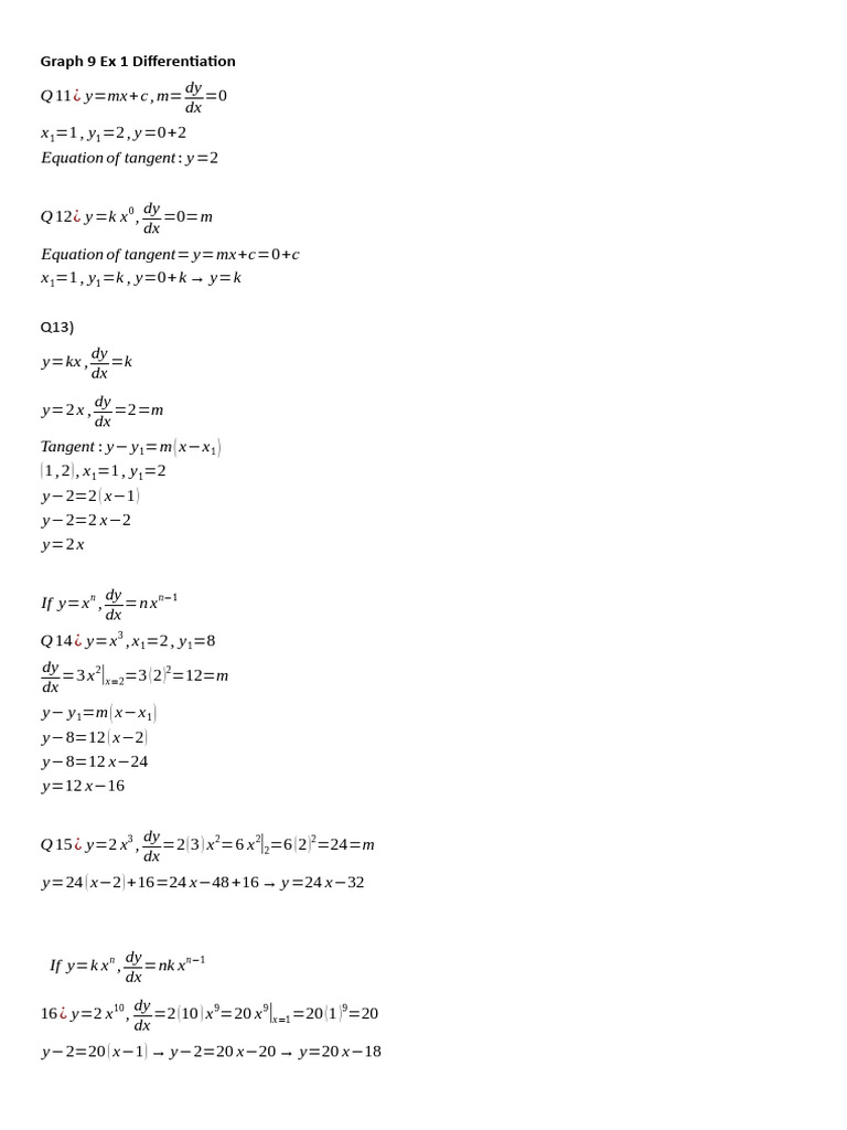 Graphs 9 Ex 1 Differentiation | PDF | Mathematical Analysis | Mathematical Physics