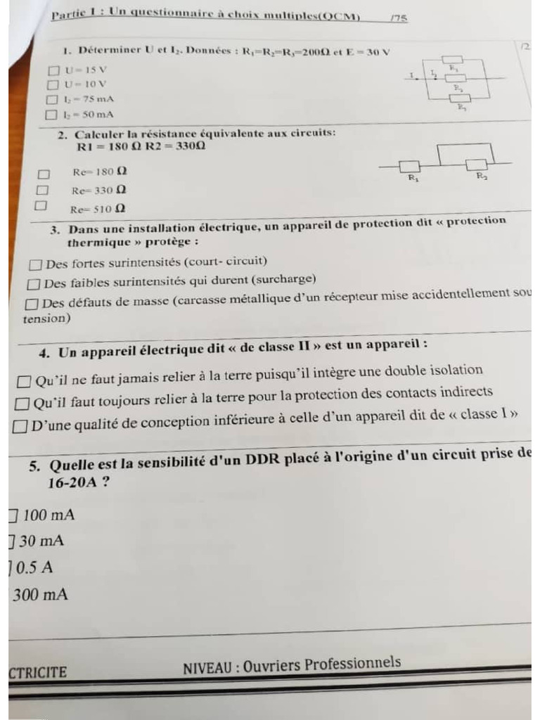 Concour One Qualifié Électricité 2021 | PDF