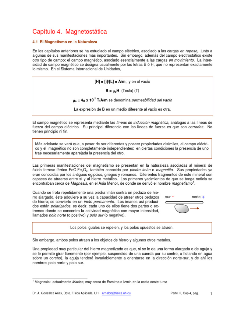 Electromagnetismo - Magnetostática | PDF | Campo magnético | Magnetismo