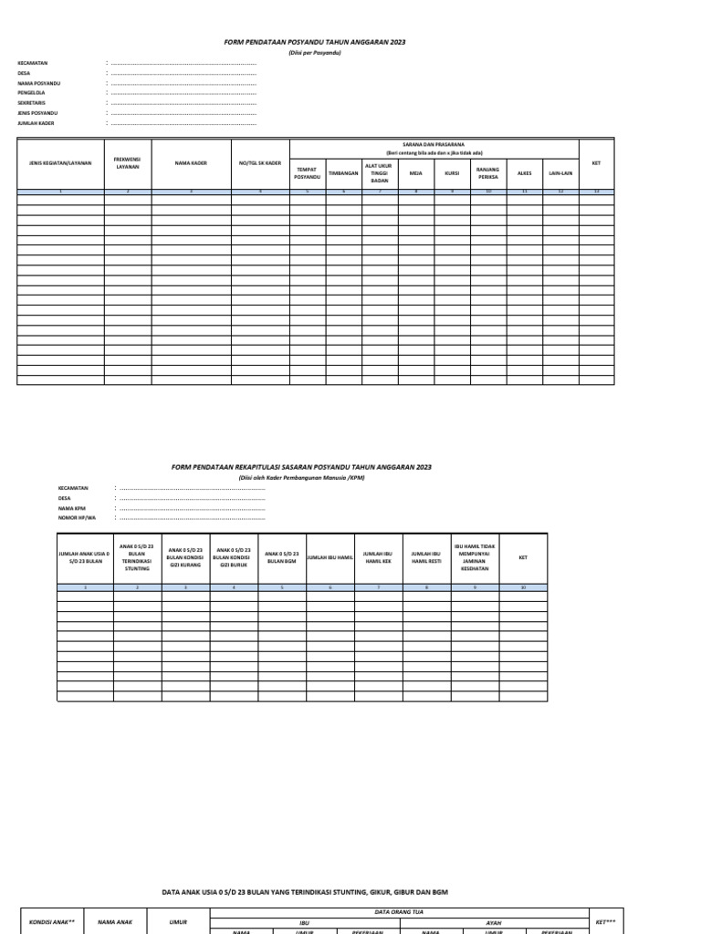 Form Pendataan Posyandu | PDF