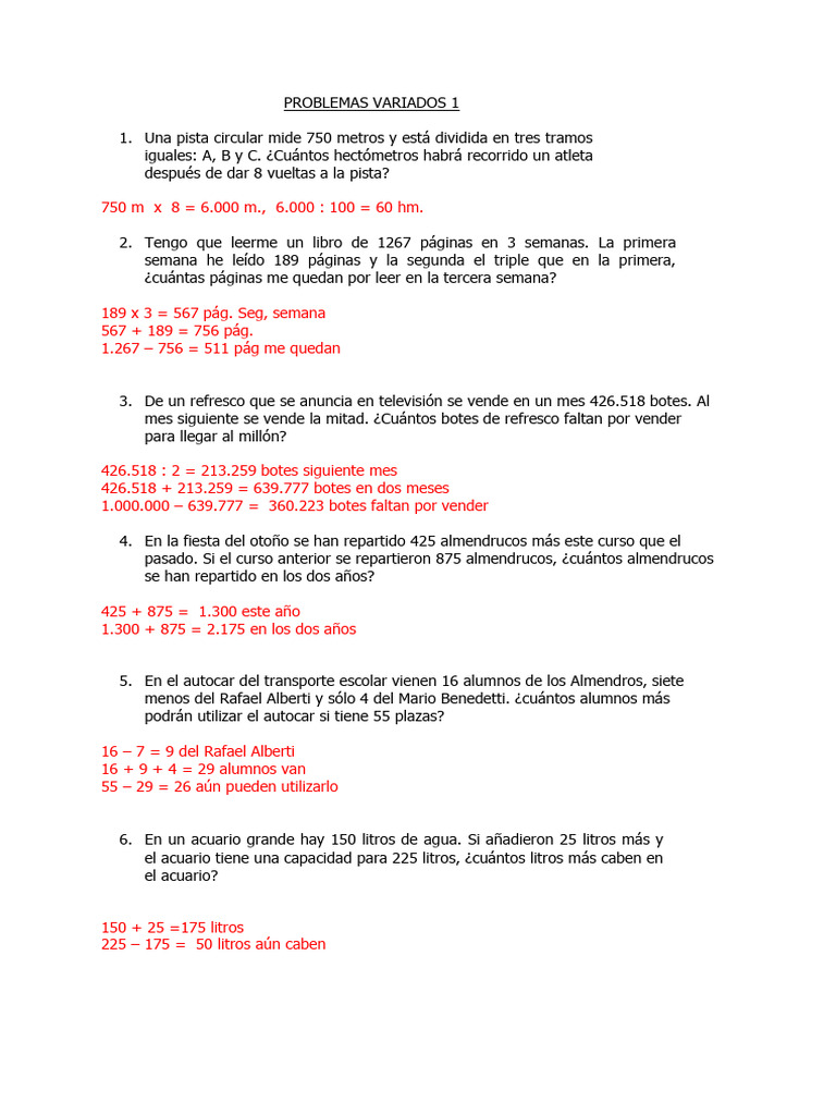 PROBLEMAS VARIADOS 1 Apoio 6 B 3 Semana Abril Sol | PDF | Métodos y materiales de enseñanza ...