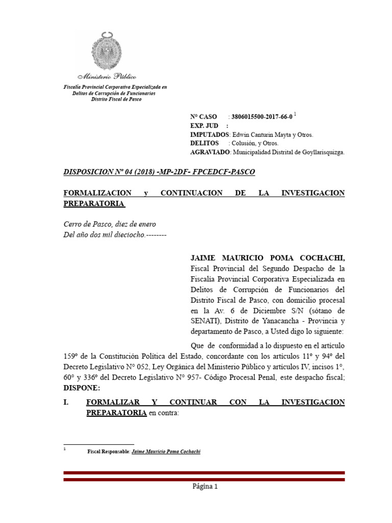 Modelo de Formalizacion | PDF | Fiscal | Derecho penal