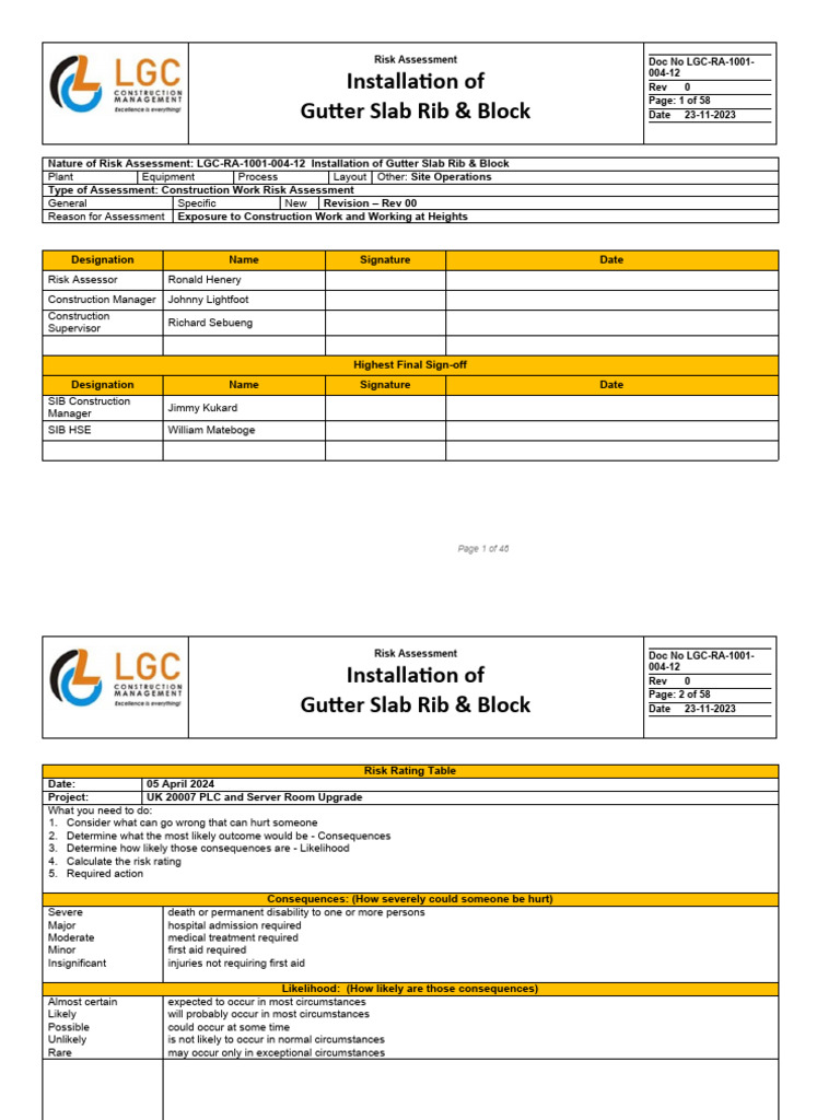 LGC-RA-1001-004-12 REV 0 Instalation of Rib and Block Slab | PDF ...