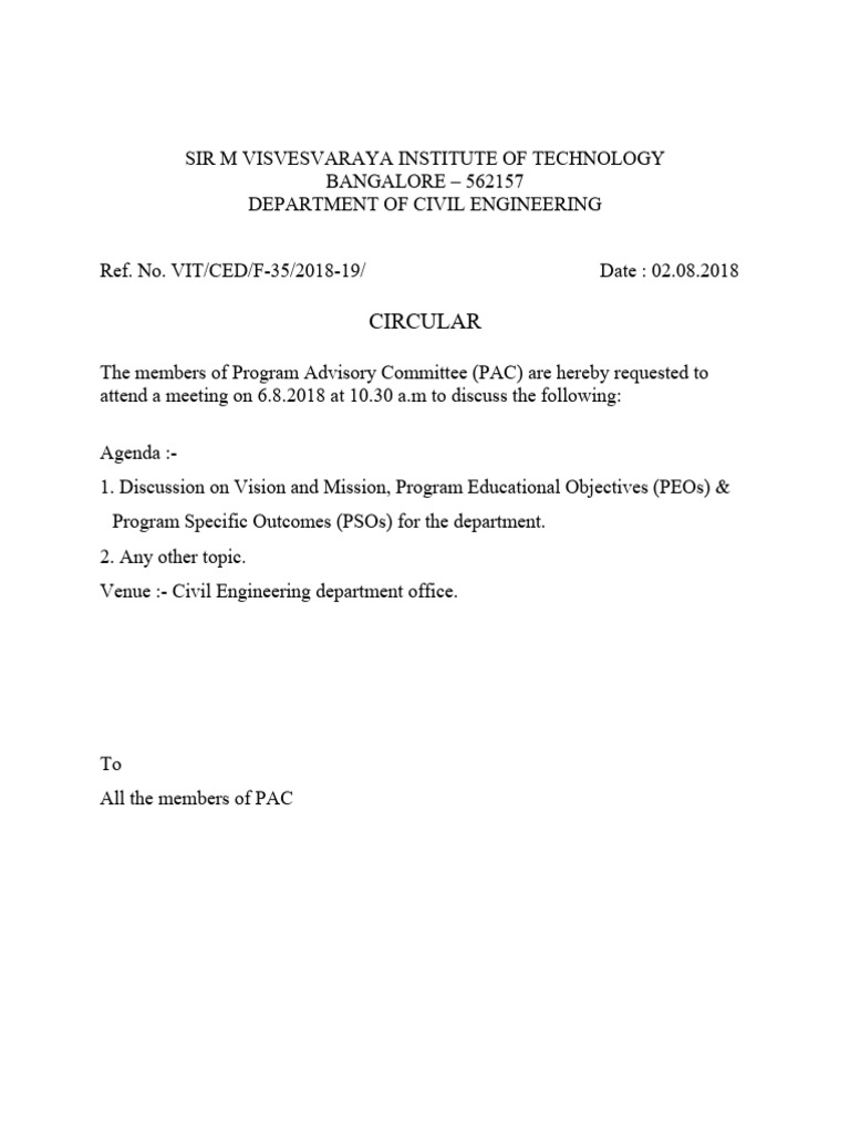 pac meeting circular | PDF