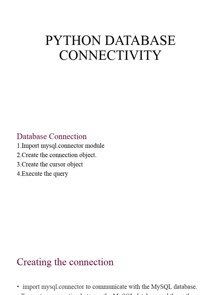 Python Database Connectivity | PDF | Databases | Computing