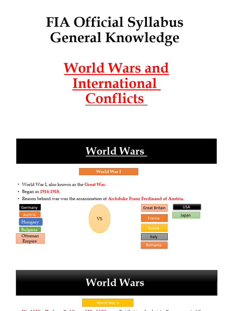 World Wars and International Conflict | PDF | Syrian Civil War | World ...