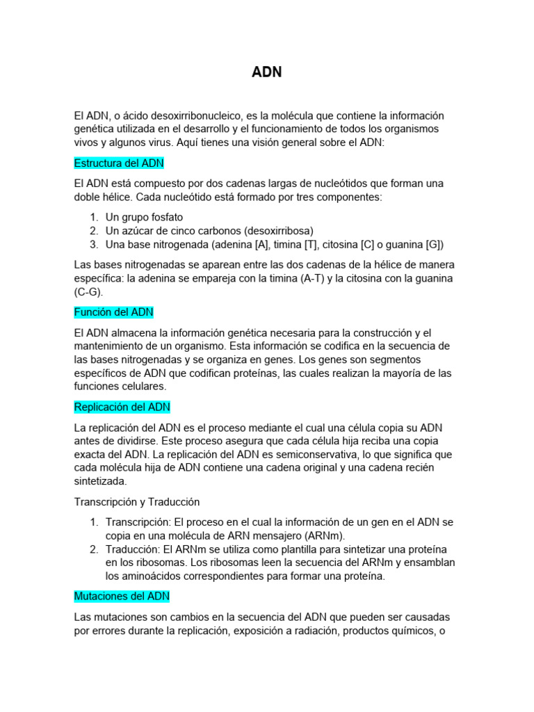 ADN | Descargar gratis PDF | Adn | Codigo genetico